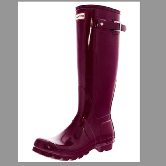 Hunter | Shoes | Hunter Womens Original Tall Gloss Cranberry Kneehigh ...